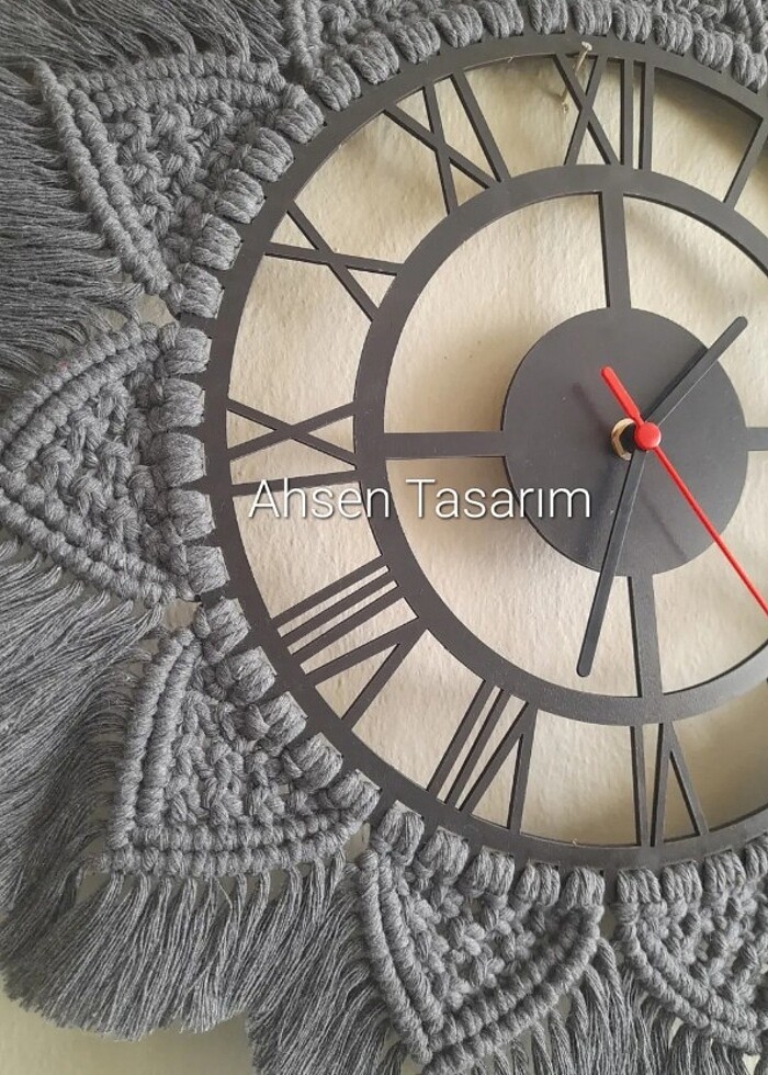 Makrome Duvar Saati Ev Dekorasyonu Ev Hediyesi Duvar Süsü Diğer Duvar ...